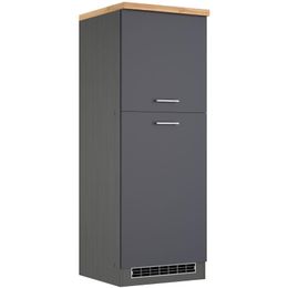 KOCHSTATION K&uuml;hlumbauschrank &raquo;KS-Milan&laquo; K&uuml;hlschrankumbau 60 cm, matte oder hochgl&auml;nzende Fronten grau Holzwerkstoff grafitgrau, B/H/T: 60cm x 166cm x 