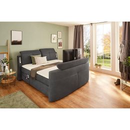 Jockenh&ouml;fer Boxspringbett &raquo;Movie Star in der Gr&ouml;&szlig;e 180x200cm&laquo; mit versenkbarem TV-Lift und Fernbedienung, verstellbare Kopfst&uuml;tzen grau Bezug Bett: Microfaser (
