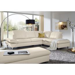 W.Schillig Ecksofa &raquo;Taoo, elegant und zeitlos, bequem, L-Form, Breite 296cm&laquo; mit Sitziefenverstellung & Kopfteilverstellung grau Longlife Xtra-Leder 