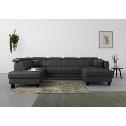 Sit & More sit&more Wohnlandschaft &raquo;Belluci U-Form&laquo; Kopfteilverstellung und Federkern, wahlweise mit Schlaffunktion grau B/H/T: 321cm x 85cm x 195cm, Luxus-