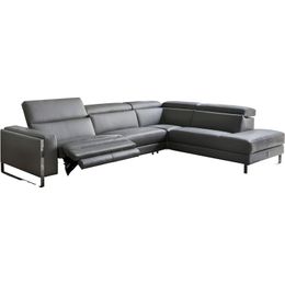 Calia italia Ecksofa &raquo;Pier, Design und erstklassiger Sitzkomfort im Einklang, L-Form&laquo; mit elektrischer Relaxfunktion, in hochwertigem Lederbezug grau 