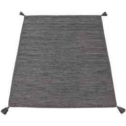 Paco Home Teppich &raquo;Kilim 210&laquo; rechteckig 12 mm H&ouml;he Handgwebt, Flachgewebe, reine Baumwolle, handgewebt, Uni Farben grau Baumwolle B : 200cm 1 Stk., 12mm, L: 