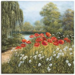 Artland Wandbild &raquo;Mohnwiese am See&laquo; Blumenwiese 1 Stk. tlg. als Alubild, Leinwandbild, Poster in verschied. Gr&ouml;&szlig;en gr&uuml;n B/H/T: 30cm x 30cm, Leinwandbild 