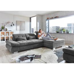 Die PlanBar Ecksofa &raquo;MP-IN17004 L-Form, Breite 331 cm, Federkern-Polsterung&laquo; inkl. Sitztiefenverstellung, wahlweise weitere Funktionen grau 100% 