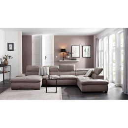 OTTO home Wohnlandschaft &raquo;Alberto U-Form&laquo; mit Kopfteilverstellung, wahlweise mit Schlaffunktion grau 100% Polyester;Microfaser in Antiklederoptik (100