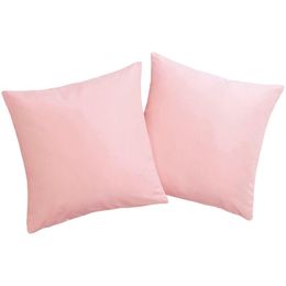 OTTO home Dekokissen &raquo;Parry Microfaser&laquo; 2-er Set, unifarben, Kissenh&uuml;llen ohne F&uuml;llung, mit Rei&szlig;verschluss rosa Polyester B/L: 50cm x 50cm, 2 Stk.