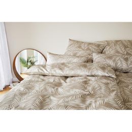 Elegante Bettw&auml;sche &raquo;Maison Leaves&laquo; 2 Stk. angenehmes Hautgef&uuml;hl beige Mako-Satin, Obermaterial: 100% Baumwolle B/L: 135cm x 200cm, 1 Stk., 1 Stk., Mako-Satin,