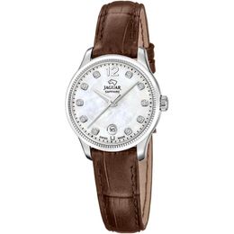 Jaguar Damen Quarzuhr &raquo;Essentia&laquo; Armbanduhr, Damenuhr, Swiss Made, Lederarmband, Saphirglas,Datum braun Einheitsgr&ouml;&szlig;e