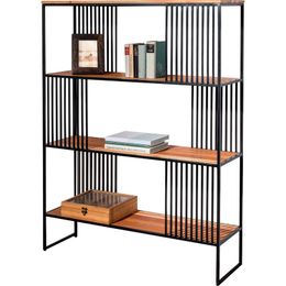 GUTMANN FACTORY Regal &raquo;Porto&laquo; im Industrial Design schwarz Massivholz, Metall B/H/T: 115cm x 150cm x 35cm