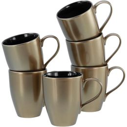 Creatable Becher &raquo;Golden Days Schwarz, Becherset, 6-tlg.&laquo; Goldfarbene Spezialglasur schwarz Steinzeug 6 Stk.