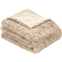 Bugatti Wohndecke &raquo;Alkmaar&laquo; hochwertige schwere Qualit&auml;t, Kuscheldecke beige Kunstfell B/L: 150cm x 200cm