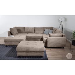 Collection AB Wohnlandschaft &raquo;Toni U-Form, B: 298 cm&laquo; Set: Sofa & Hocker, 2 Zierkissen, Federkern 100%Polyester B/H/T: 298cm x 44cm x 203cm, Cord