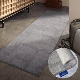 Villeroy & Boch Wollteppich &raquo;Alexis&laquo; rechteckig 10 mm H&ouml;he Handgewebt, Wolle, Natur, Wohnzimmer, Geometrie, Boho, Design grau Wolle B : 80cm 1 Stk., 10mm, L: 250cm