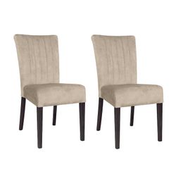 Home Affaire 4-Fu&szlig;stuhl (Set) 2 Stk.vertikale N&auml;hte in der R&uuml;ckenlehne beige Massivholz, Polyester B/H/T: 46cm x 93cm x 64cm, 2 Stk., Samtvelours, 