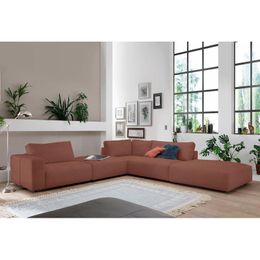 Musterring Ecksofa &raquo;LUCIA L-Form&laquo; in vielen Qualit&auml;ten und 4 verschieden N&auml;hten braun Flachgewebe FLORIS (100% Polyester);Flachgewebe VALMONT (60% Baumwolle/ 40%