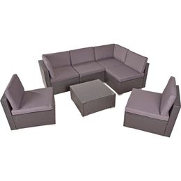 Garden Pleasure Gartenlounge-Set &raquo;SANSIBAR&laquo; 7 Stk. tlg. grau Stahl Einheitsgr&ouml;&szlig;e