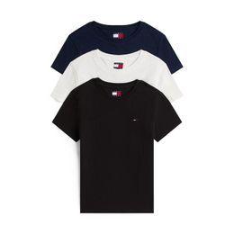 Tommy Jeans Damen Kurzarmshirt &raquo;TJW 3PACK C-NECK TEE&laquo; Packung, 3er-Pack, 3 Slim, unifarbenes Design schwarz XS (34)