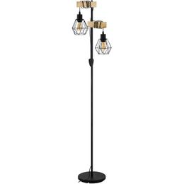Eglo Stehlampe &raquo;TOWNSHEND 5 Stehlampe, Stahl und Holz, E27, IP20, Flurlampe, Lampe&laquo; E27 Stehleuchte, L40 x B25 x H166,5 cm, schwarz, braun, 2X60W exkl