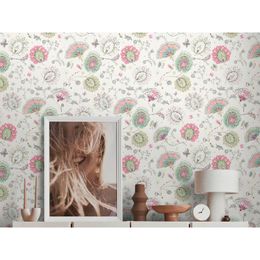 Livingwalls living walls Vliestapete &raquo;House of Turnowsky Designer zarte Bl&uuml;mchentapete&laquo; gemustert matt neutral leicht strukturiert M&auml;dchenzimmer Mandala Tapeten 