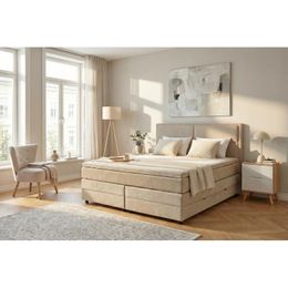 OTTO home Boxspringbett &raquo;FYNNA Polsterbett mit Bettkasten & 7-Zonen-Taschenfederkernmatratze H3&laquo; mit 7 cm Komfortschaum-Topper, Chenille-Bezug, 