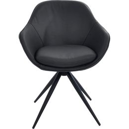 K+w Komfort & Wohnen K+W Komfort & Wohnen Drehstuhl &raquo;ZOOM&laquo; () 4-Fu&szlig; Drehstuhl mit Gestell aus Metall schwarz Struktur schwarz B/H/T: 60cm x 83cm x 57cm, Leder Longlife 