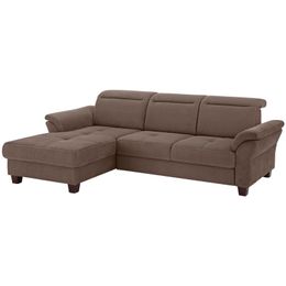 OTTO home Ecksofa &raquo;Solvei L-Form&laquo; mit Recamierenabschlu&szlig; und Sitztiefenverstellung braun Struktur (100% Polyester);Luxus-Microfaser Lederoptik (100% 