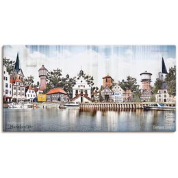 Artland Leinwandbild &raquo;Lingen Ems Skyline Collage&laquo; Deutschland 1 Stk. tlg. auf Holzrahmen gespannt blau Leinwand B/H/T: 100cm x 50cm, Leinwandbild Deutschland 