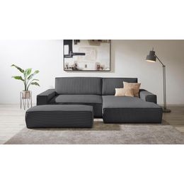 OTTO home Polsterecke &raquo;SHERWOOD XXL tief, L-Form, Schlaffunktion, Bigsofa, Cord, Leinenoptik&laquo; stellbar zum Schlafsofa (Krokodilverbinder), Cord, 