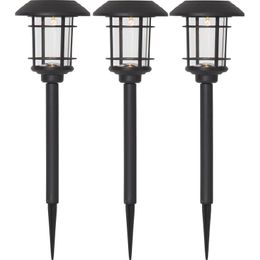 Parforce Traditional Hunting LED Solarleuchte &raquo;Solar-Wegleuchte Fride&laquo; LED-Board 3 Stk. Warmwei&szlig; 3er-Set, D&auml;mmerungssensor, Bollard-Optik schwarz 3, &Oslash; 12,5cm H: 34cm, 3 Stk.