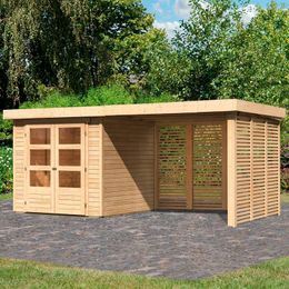 Karibu Gartenhaus &raquo;Arnis 2&laquo; beige Holzwerkstoff ohne Fu&szlig;boden, R&uuml;ckwand Seitenwand, ohne Dacheindeckung