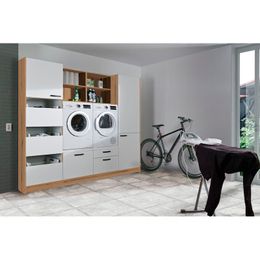 Express K&uuml;chen Schrank-Set &raquo;Arta&laquo; Komplett-Set, ohne Ger&auml;te, vormontiert, mit Soft-Close-Funktion, Stellbreite 245 cm, 9 Stk. tlg. wei&szlig; Holzwerkstoff B/H/T: 240cmcm,
