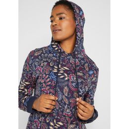 bonprix Damen bonprix Sweatkleid mit Kapuze, aus Baumwolle, lockere Passform, mit Tunnelzug blau 36/38 (S), N-Gr