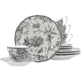 Creatable Kaffeeservice &raquo;Adelaide, Service 12-tlg.&laquo; Nostalgischer Vintage Dekor, Elegante Form Porzellan 12