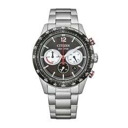 Citizen Herren Chronograph &raquo;Racing Chrono&laquo; Armbanduhr, Solar, Herrenuhr, Edelstahlarmband, analog, Big Date silber Einheitsgr&ouml;&szlig;e
