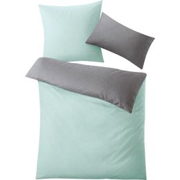 Kleine Wolke Wendebettw&auml;sche &raquo;Gracia&laquo; 2 Stk. in M&eacute;lange-Optik gr&uuml;n Mako-Satin, Obermaterial: 100% Baumwolle B/L: 155cm x 220cm, 1 Stk., 1 Stk., Mako-Satin, B/L: 