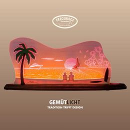 Weigla LED Dekolicht &raquo;S&uuml;dsee, Holz & Acrylglas, ROT-NATUR-BRAUN, Made in Germany&laquo; LED-Modul 1 Stk. Neutralwei&szlig; Erzgebirge garantiert, Dekolampe f&uuml;r Innen, 