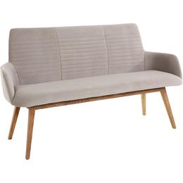 OTTO products Sitzbank &raquo;Alessja&laquo; 1 Stk. tlg. Breite 160 cm, Bezug aus Microfaser, Gestell aus Eiche Massivholz grau Holzwerkstoff, Massivholz, 