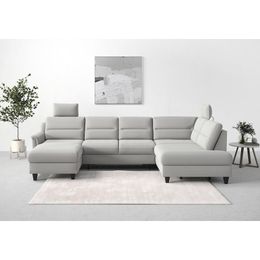 Sit & More sit&more Wohnlandschaft &raquo;Far&ouml; U-Form&laquo; inklusive Federkern, wahlweise mit Schlaffunktion und Bettkasten silber B/H/T: 325cm x 90cm x 187cm, Luxus-