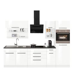 KOCHSTATION K&uuml;chenzeile &raquo;KS-Tulsa&laquo; mit E-Ger&auml;ten, Breite 290 cm, schwarze Metallgriffe, MDF Fronten wei&szlig; B/H/T: 290cm x 60cm
