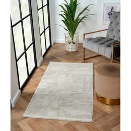 MyFlair Teppich &raquo;My Circles&laquo; rechteckig 10 mm H&ouml;he Kurzflor, modernes Design, Retro-Style, mit Fransen, besonders weich beige Polyester B : 80cm 1 Stk., 10mm,