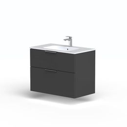 Welltime Waschtisch &raquo;Ahus&laquo; mit Soft-Close-Funktion, Vollausz&uuml;ge, inkl. Waschbecken Breite 80 cm grau 80cm, B/H/T: 81cm x 61,8cm x 46cm