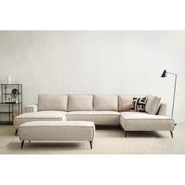 OTTO home Wohnlandschaft &raquo;TVINNU Cord, 354 cm, mit Hocker&laquo; Recamiere rechts/links, stellbar zum Schlafsofa (Krokodilverbinder) beige B/H/T: 354cm x 