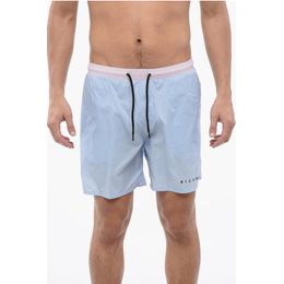 John Richmond Zweifarbiger Boxer-Badeanzug in Blau, Rosa
