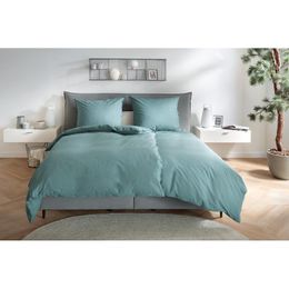 Primera Bettw&auml;sche &raquo;Renforce Stonewashed&laquo; 2 Stk. jedes Teil ein Unikat, gewaschene Used Optik gr&uuml;n Renforc&eacute;, Obermaterial: 100% Baumwolle B/L: 135cm x 200cm, 