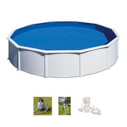 GRE Rundpool &raquo;FIDJI inkl. Zubeh&ouml;r&laquo; H&ouml;he: 120 cm, in versch. Gr&ouml;&szlig;en erh&auml;ltlich wei&szlig; &Oslash;/B/H/L: 550cm x Breite x H&ouml;he 120cm x L&auml;nge, 24.940 l