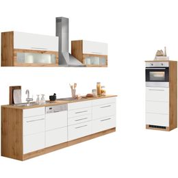 KOCHSTATION K&uuml;chenzeile &raquo;KS-Wien&laquo; Breite 350 cm, wahlweise mit E-Ger&auml;ten und Induktion wei&szlig; B/H/T: 350cm x 60cm, ohne E-Ger&auml;te