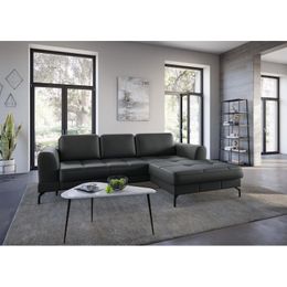 Sit & More sit&more Ecksofa &raquo;Bendigo L-Form&laquo; inklusive Sitztiefenverstellung, Bodenfreiheit 15 cm, 2 Fu&szlig;farben schwarz B/H/T: 284cm x 87cm x 175cm, NaturLEDER ,