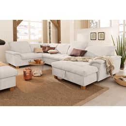 Home Affaire Wohnlandschaft &raquo;Lyla U-Form&laquo; wahlweise mit R&uuml;ckenfunktion und zus&auml;tzlich mit Bett + Bettkasten beige Feinstruktur weich (100% Polyester);