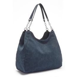 Vivance Damen Schultertasche &raquo;Henkeltasche, Damentasche, Shopper, Einkaufstasche, Handtasche&laquo; mit silberfarbenen Ketten-Details VEGAN blau B/H/T: 34cm