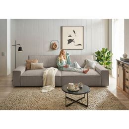 OTTO home Big-Sofa &raquo;SHERWOOD XXL Cord, Big-Sofa (316cm), extra tiefe Sitzfl&auml;che 95 cm&laquo; bequemer Sitzkomfort, Cord u. Leinenoptik, Kedernaht grau 100% 